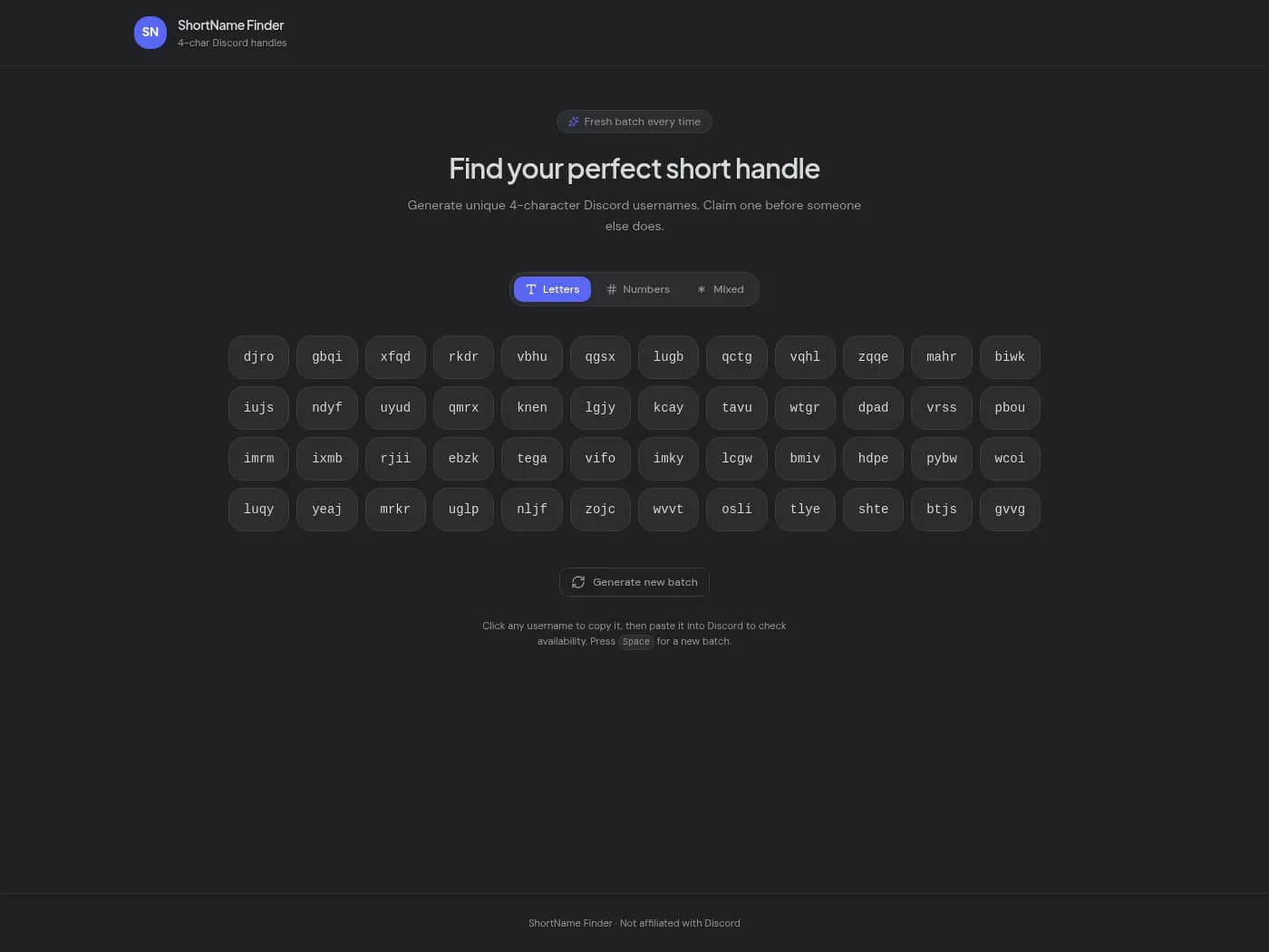 ShortName Discord Finder
