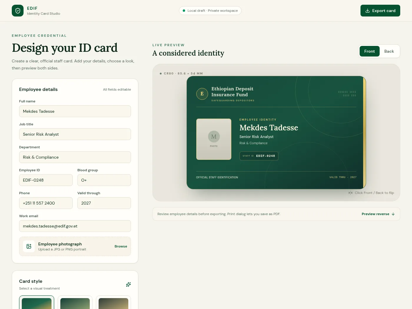 EDIF ID Card Designer