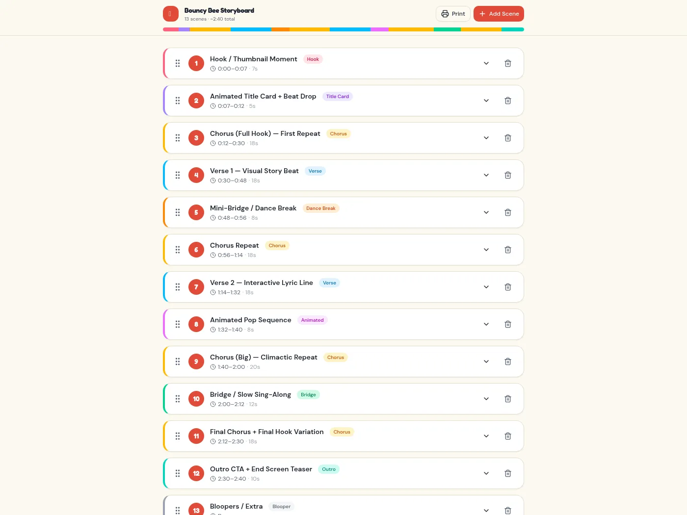 Bouncy Bee Storyboard Tool