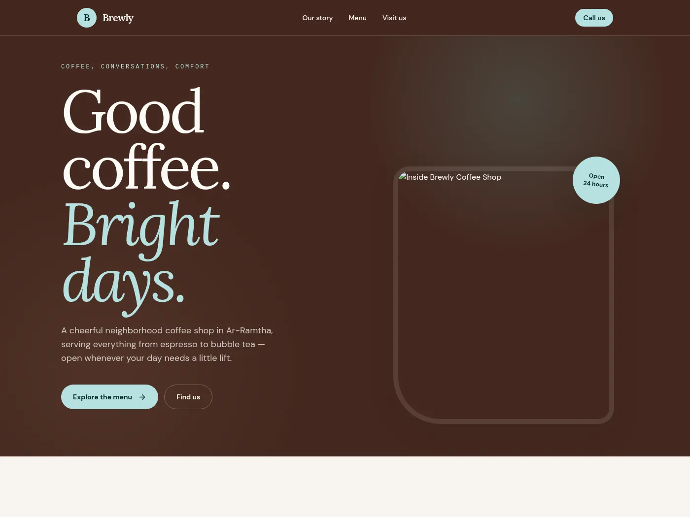 Brewly Coffee Shop Site