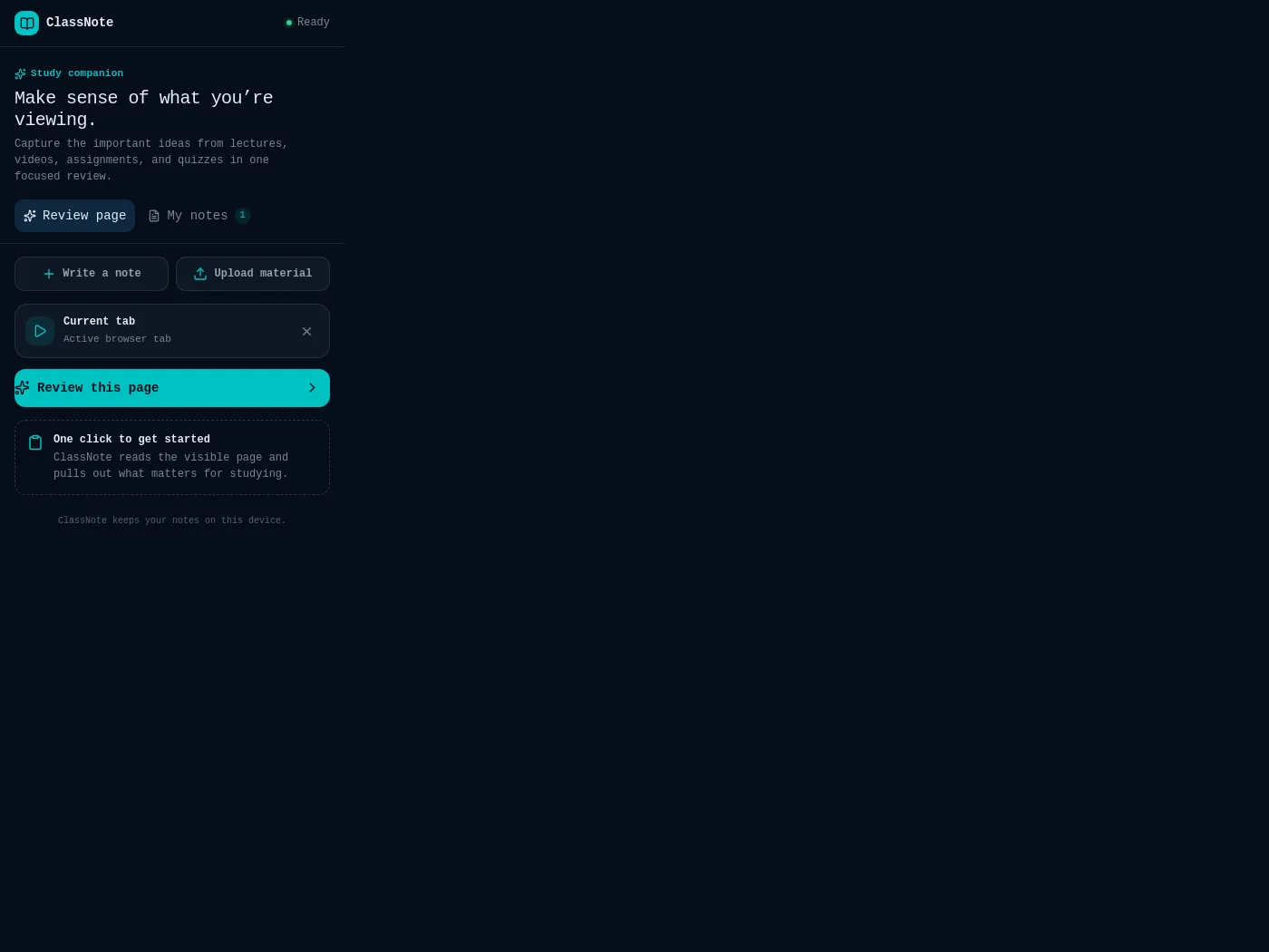 ClassNote Chrome Extension