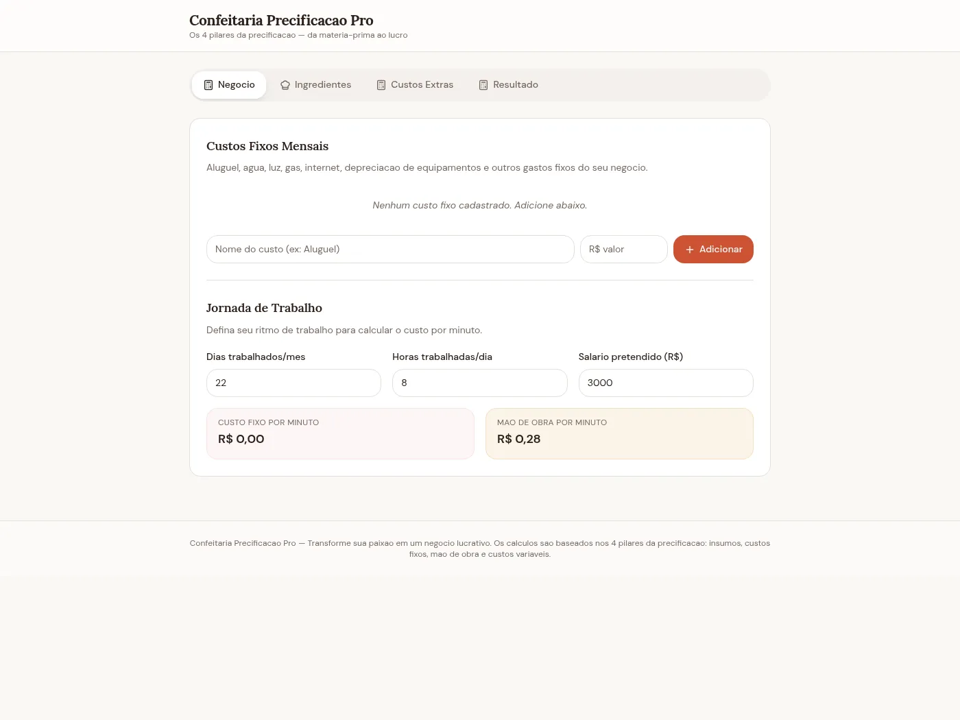 Confeitaria Precificação Pro
