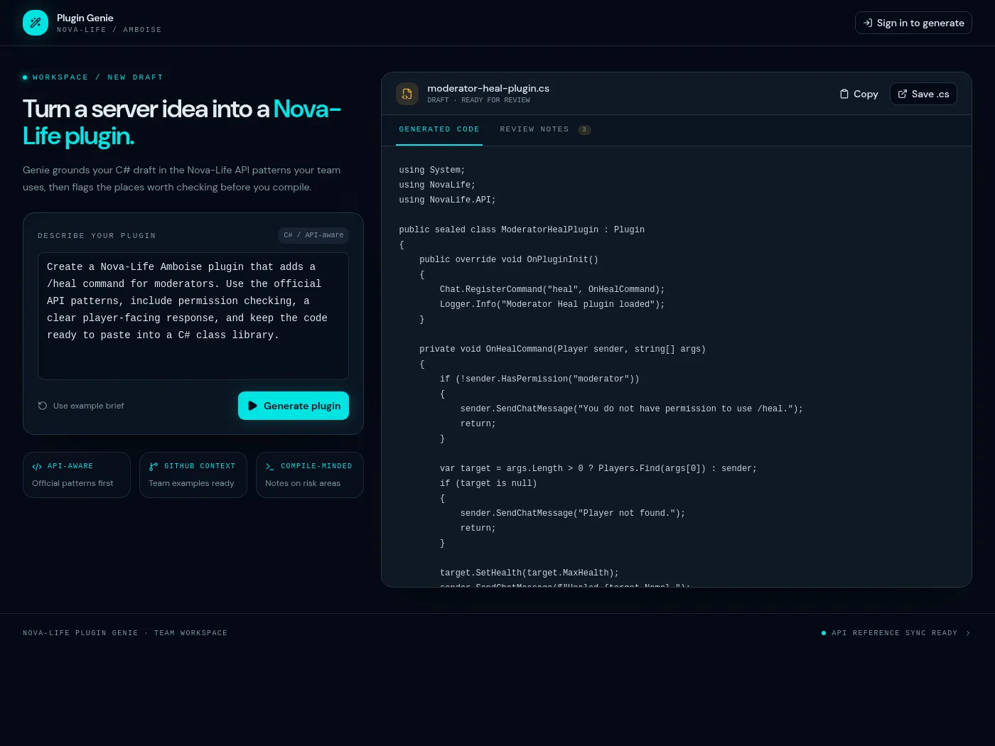 Nova-Life Plugin Genie