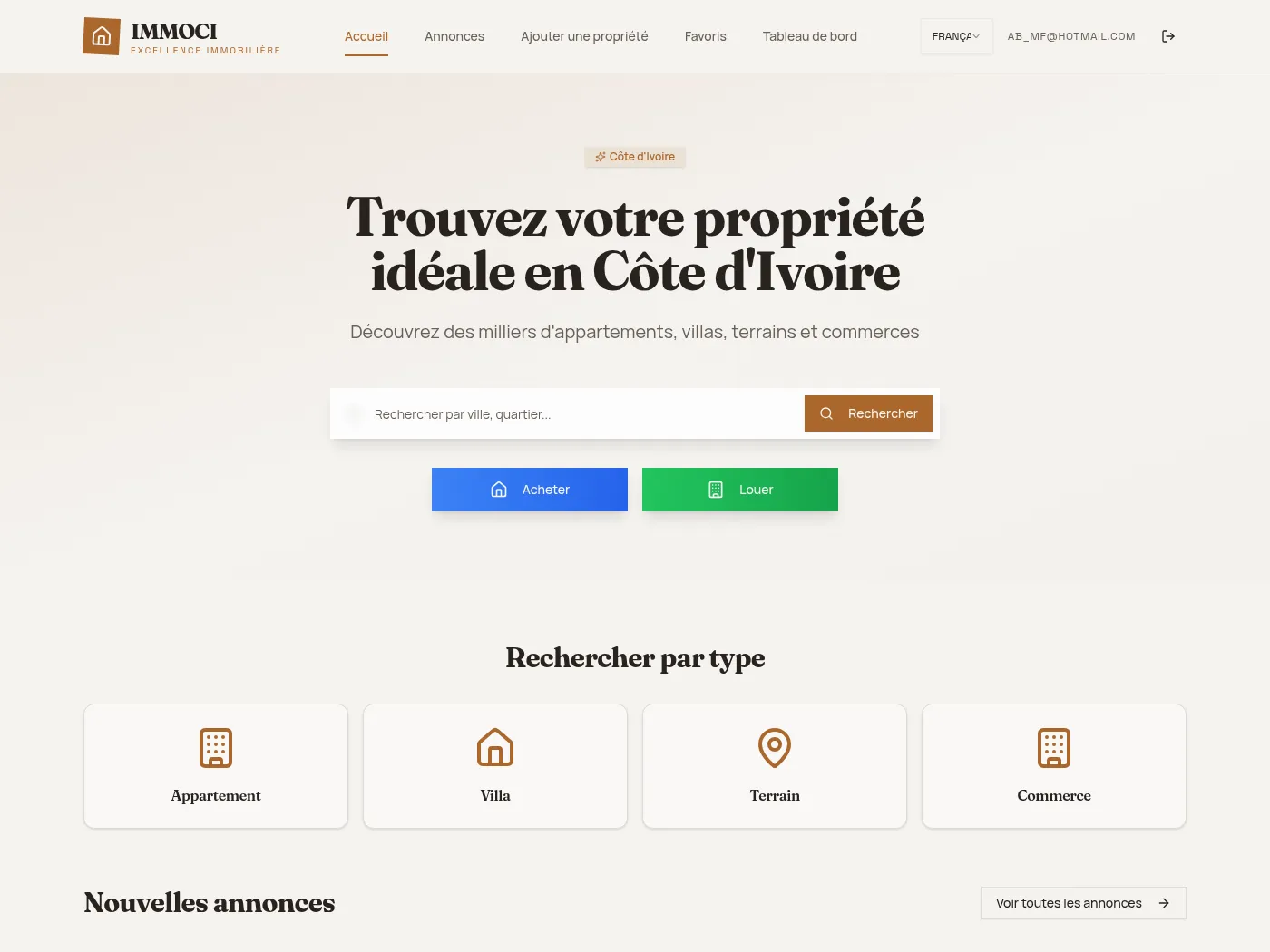ImmoCI – Bilingual Real Estate Platform for Côte d'Ivoire (Mobile & Web)