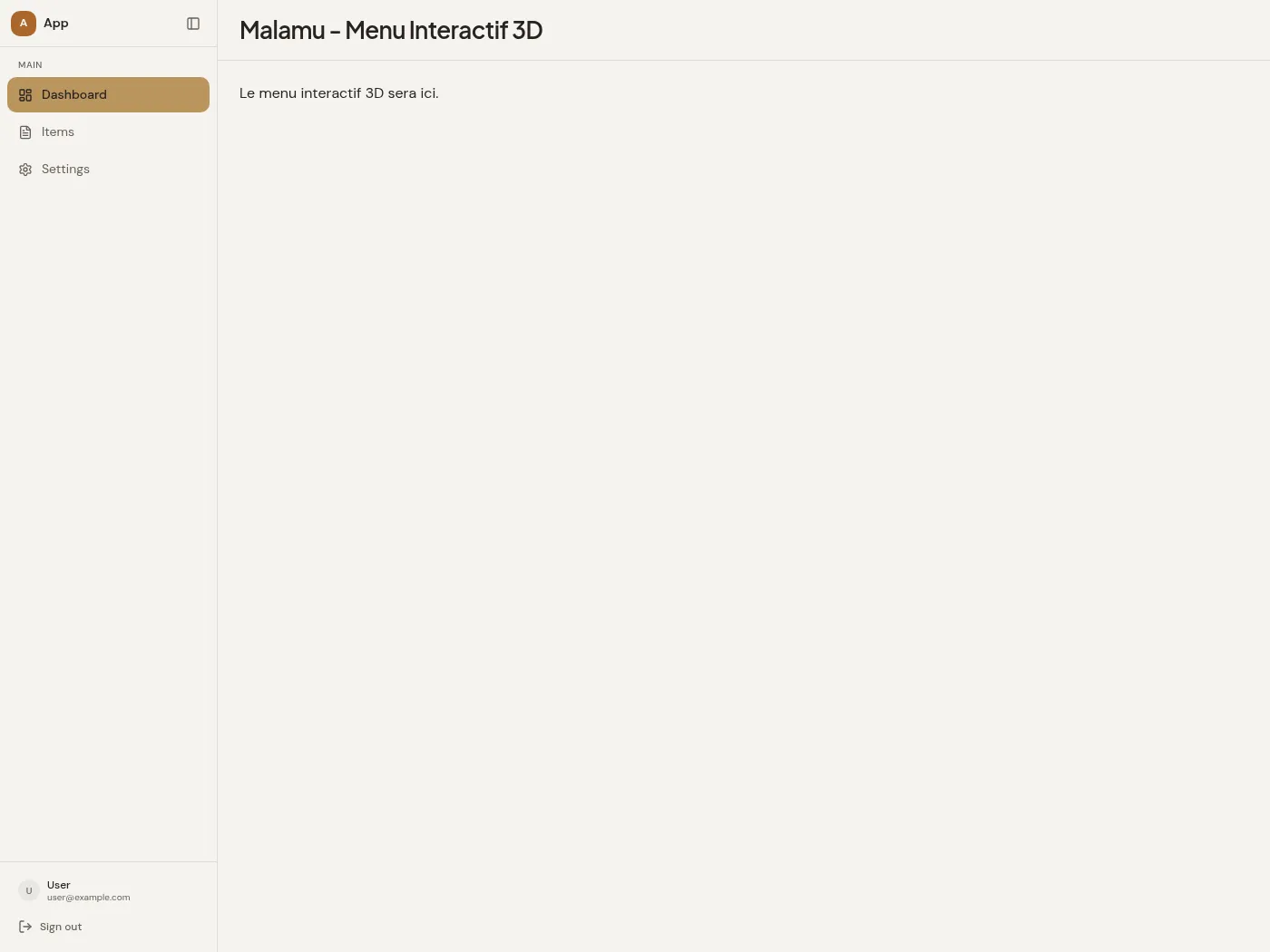 Malamu 3D Menu Site
