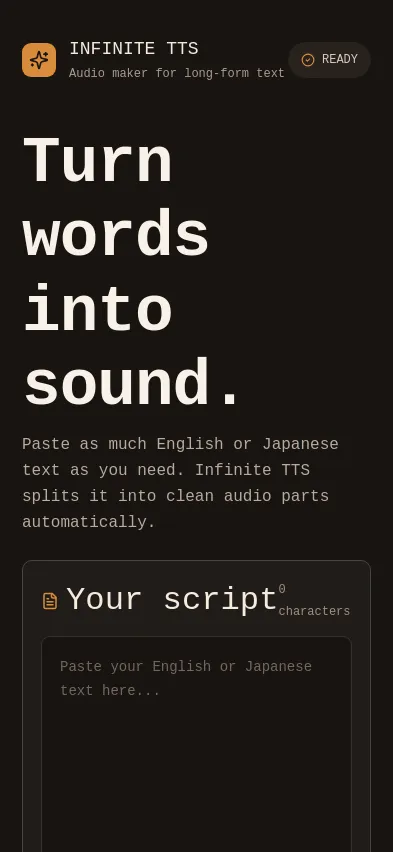 Infinite TTS Audio Maker