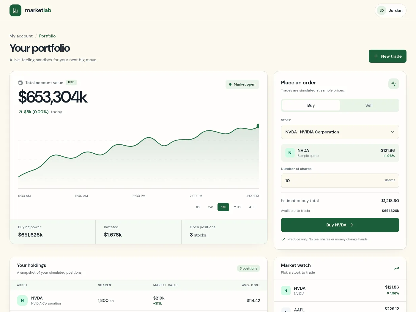 Stock Portfolio Simulator