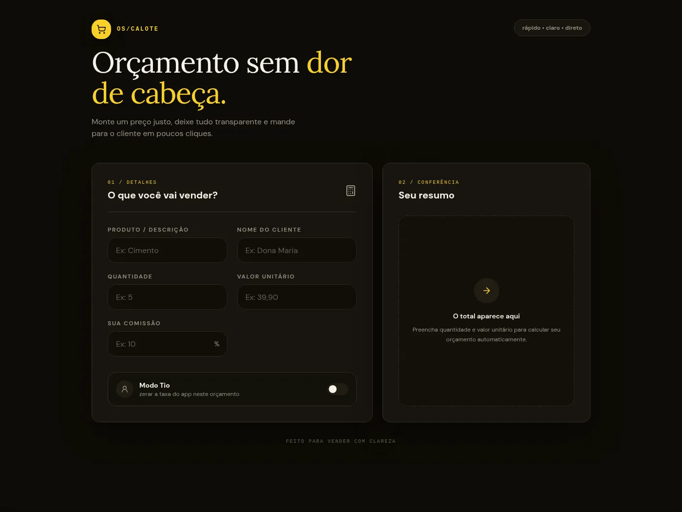 Orçamento Sem Calote