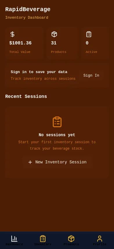 RapidBeverage Inventory App