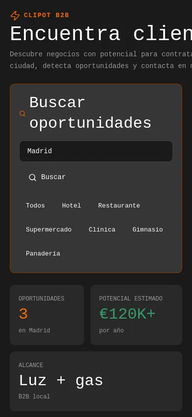 Clipot B2B Energy Finder
