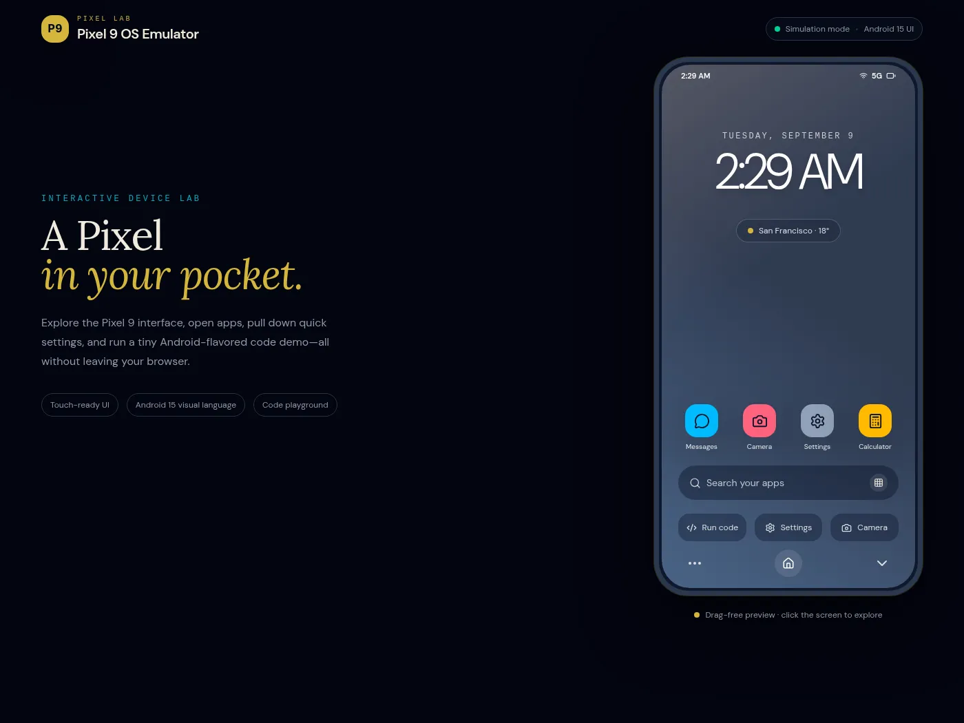 Pixel 9 OS Emulator