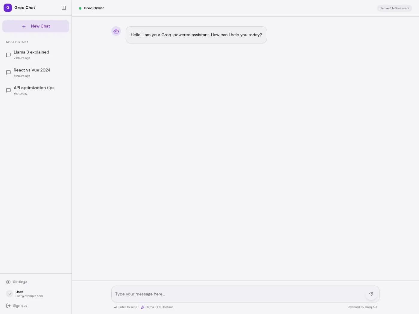 Groq AI Chat Dashboard
