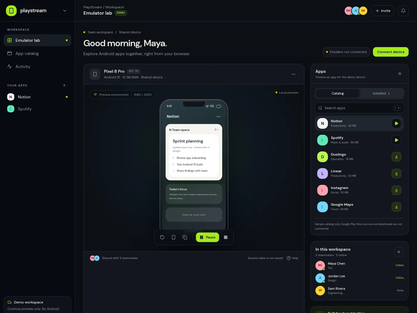 Team Android Cloud Workspace