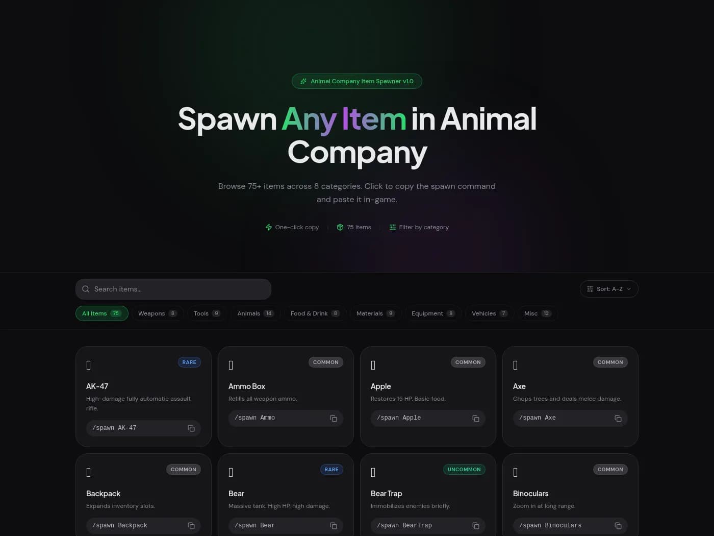 Animal Company Item Spawner
