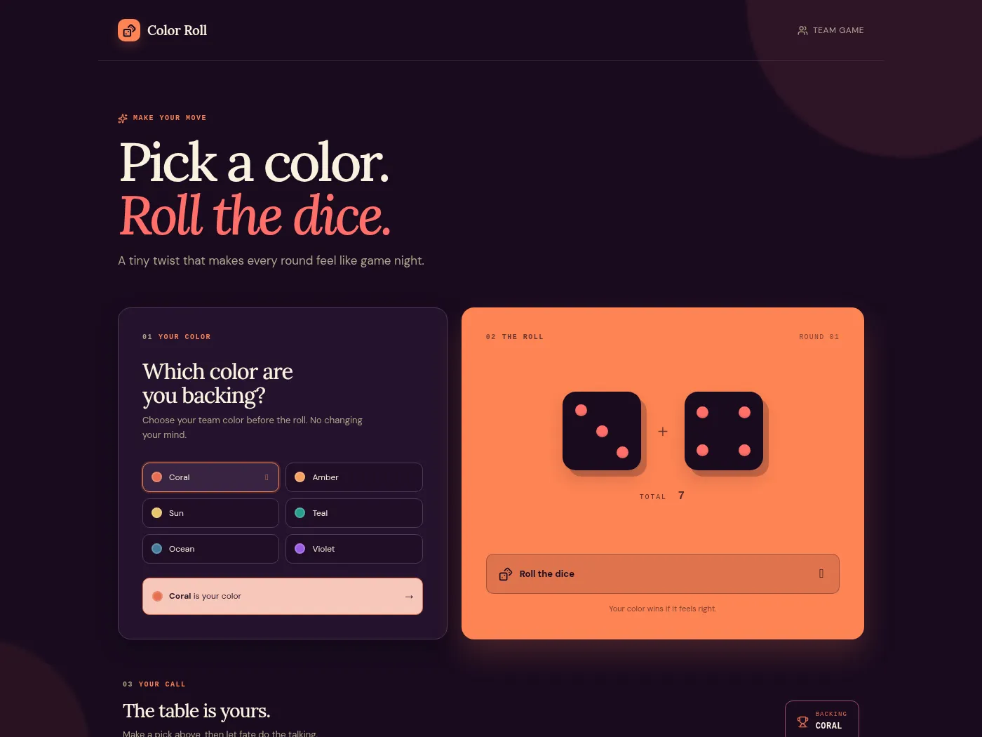 Dice Color Picker