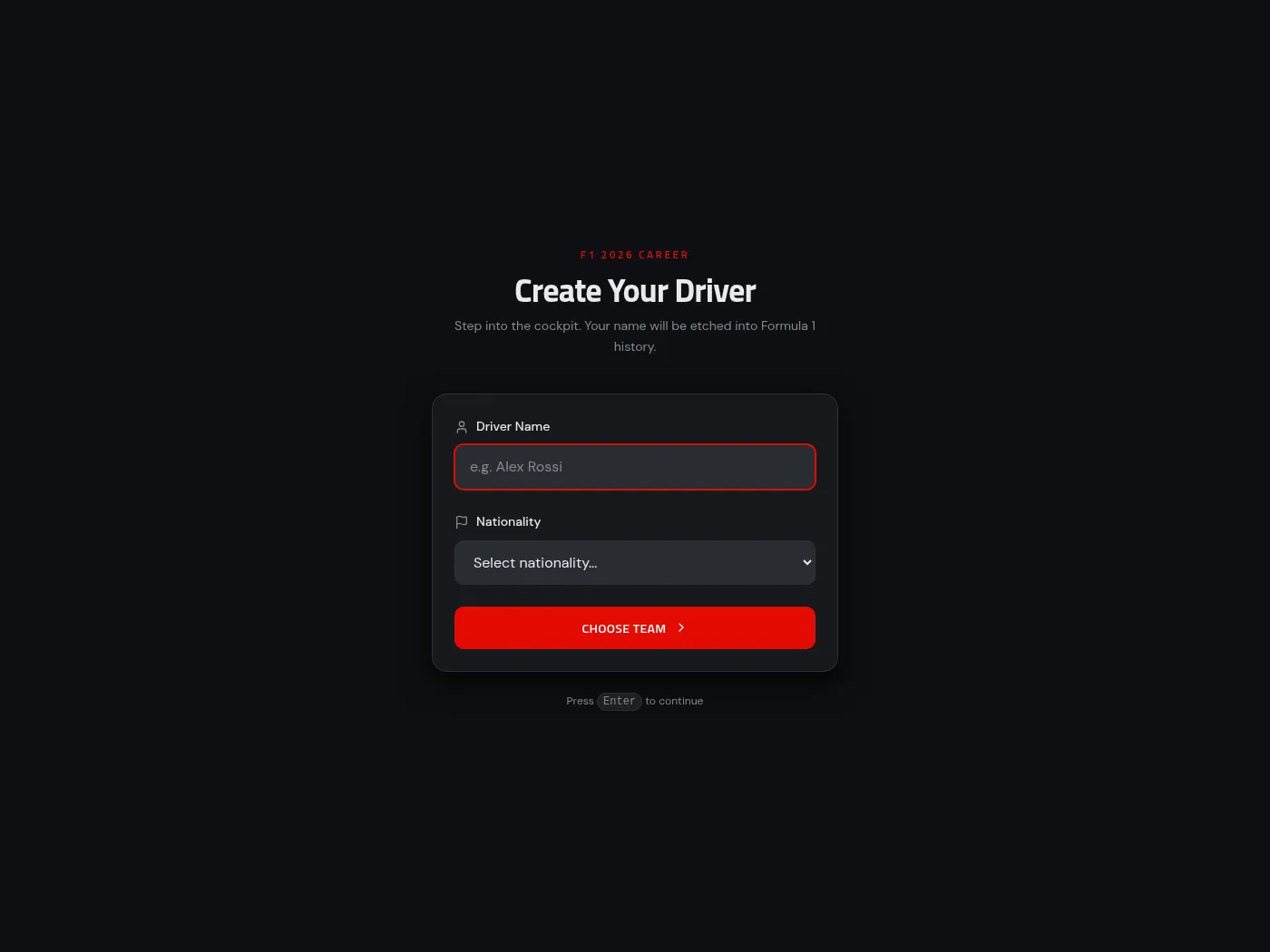 F1 Driver Simulator