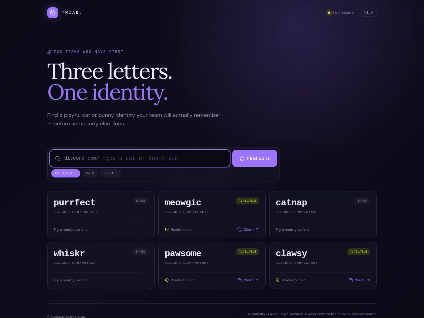 Discord 3-Letter Finder