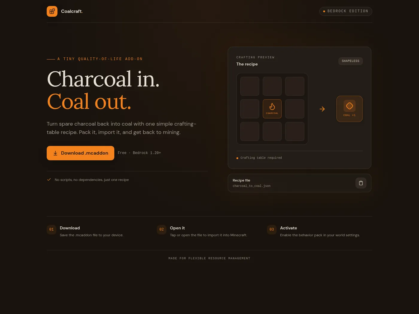 Charcoal to Coal Addon