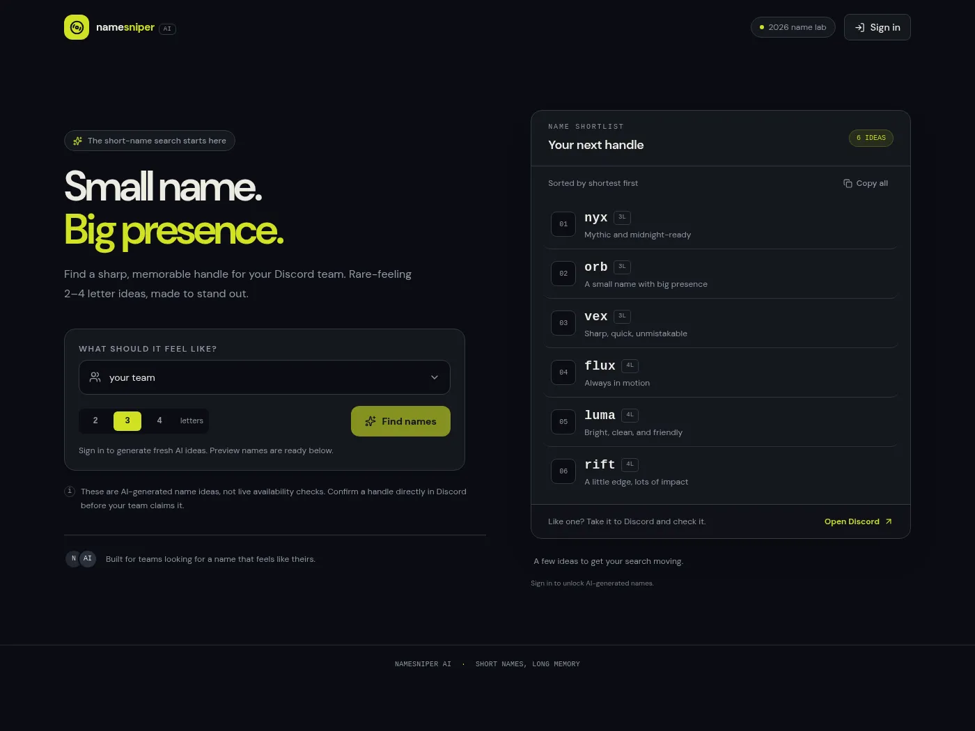 NameSniper AI