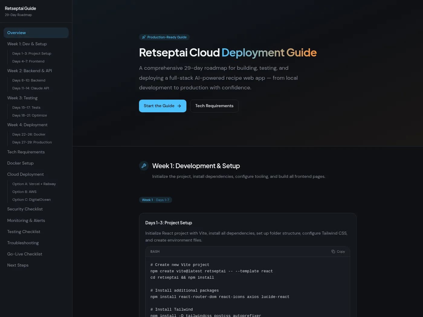 Retseptai Cloud Guide