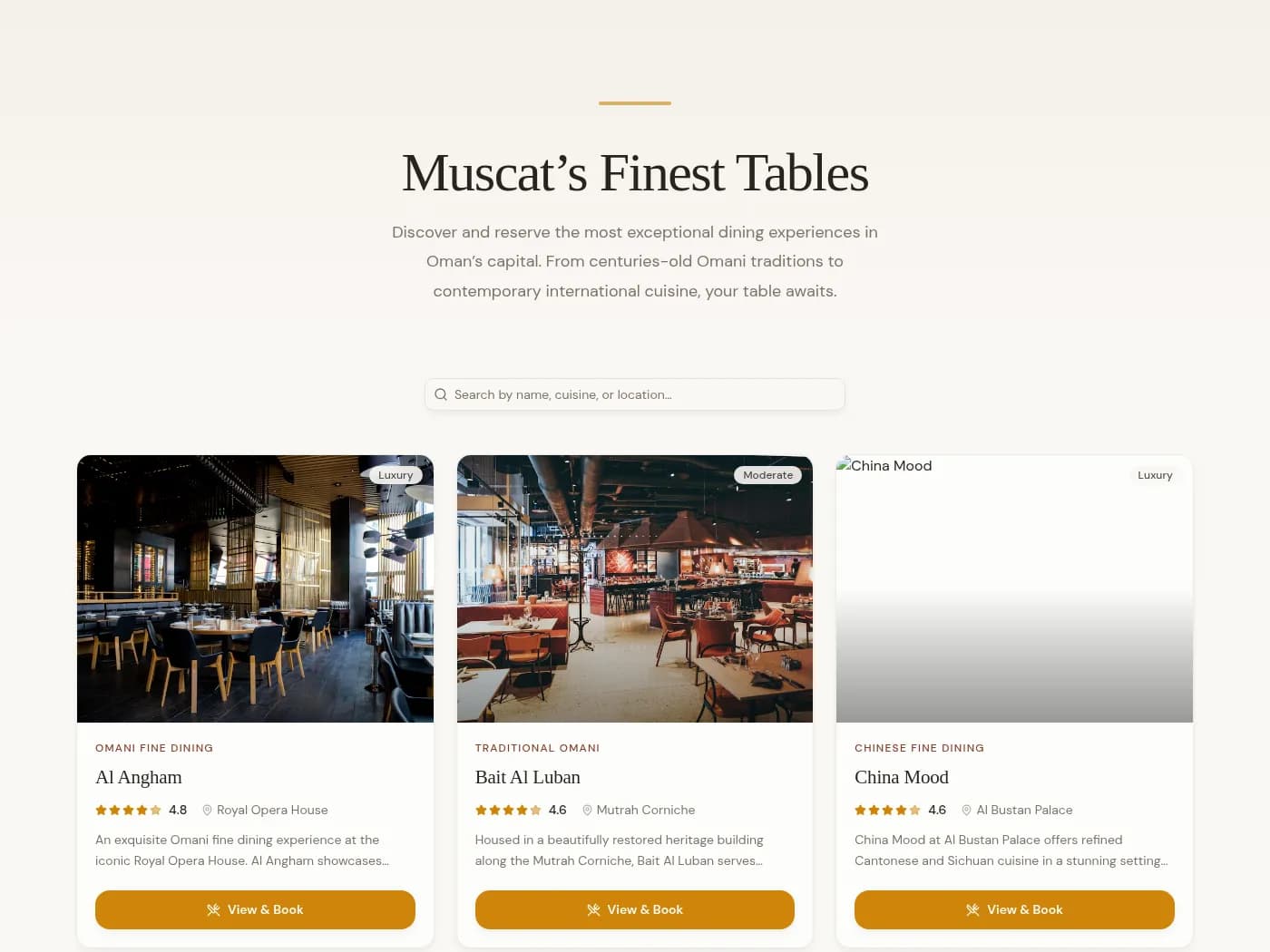Muscat Gourmet Booker