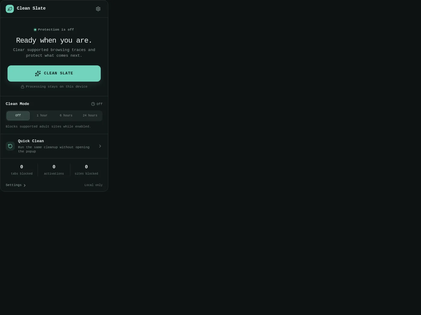 Clean Slate Extension