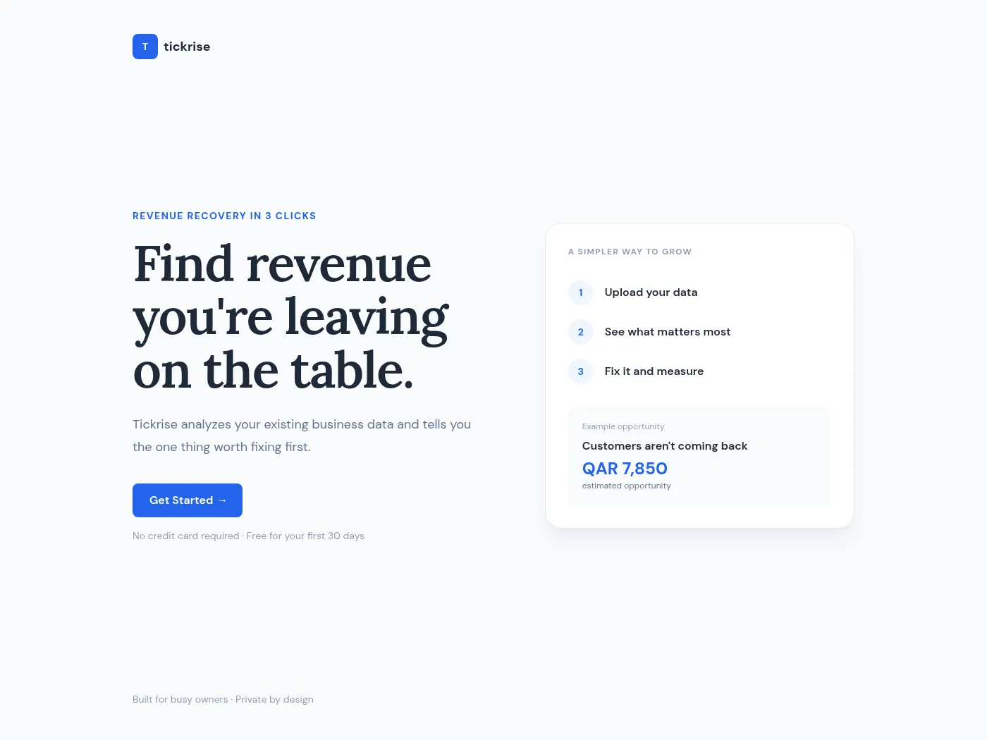Tickrise Revenue Recovery MVP