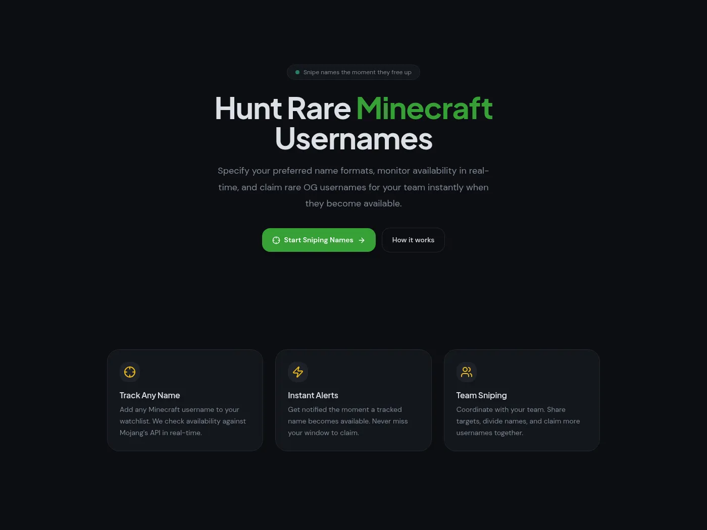 NameSniper for Minecraft