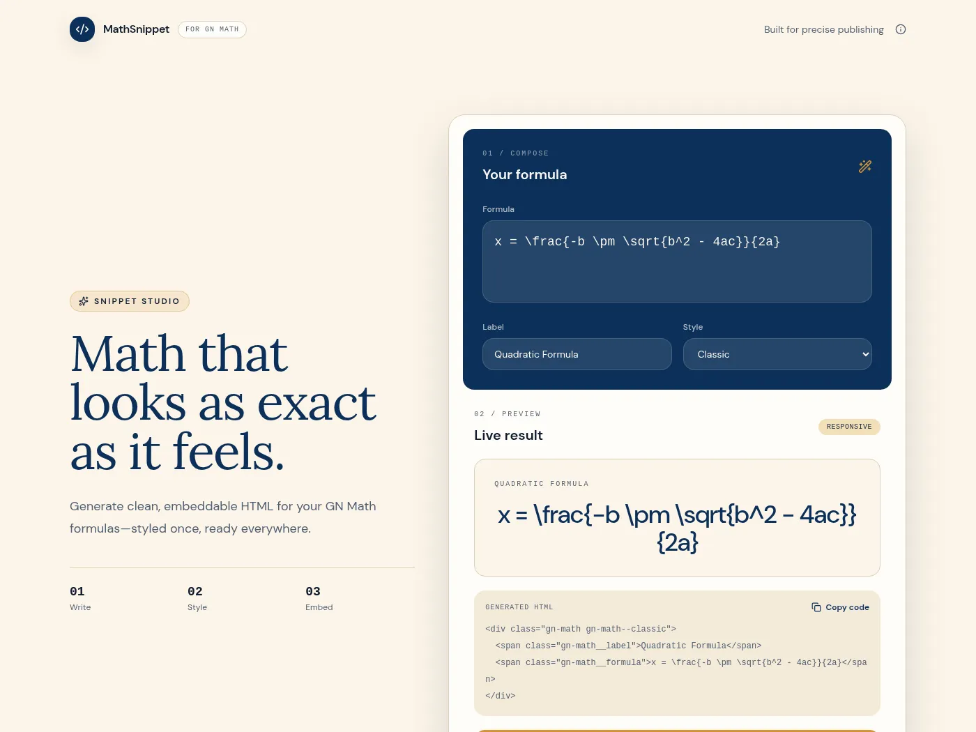 MathSnippet Generator