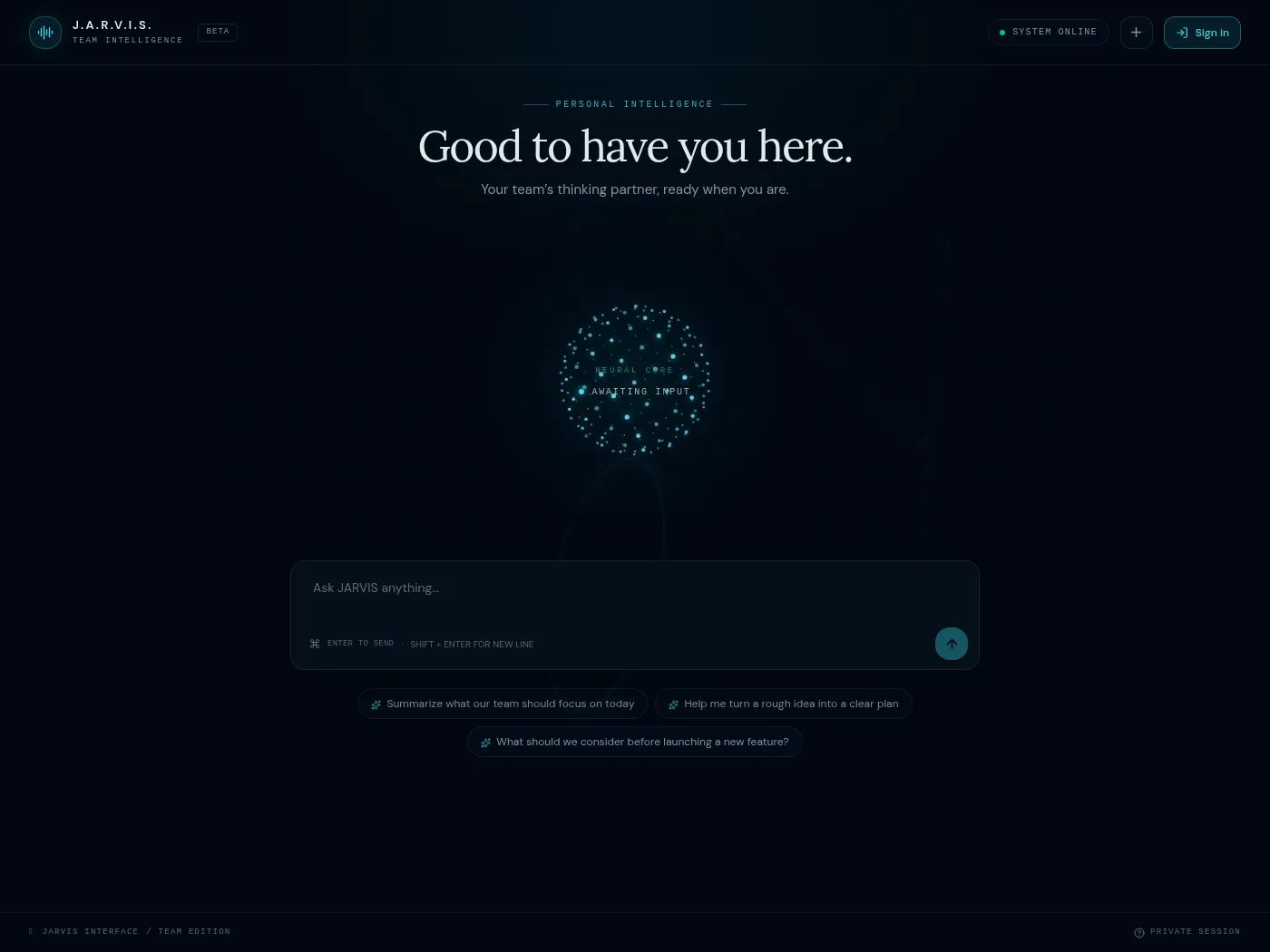JARVIS Orb AI UI