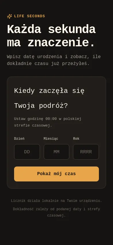 Life Seconds Tracker