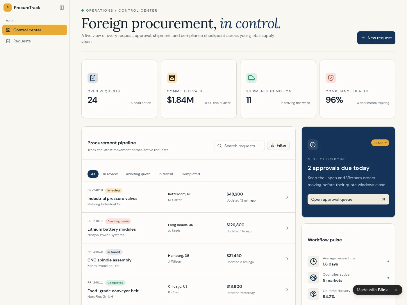 ProcureTrack Control