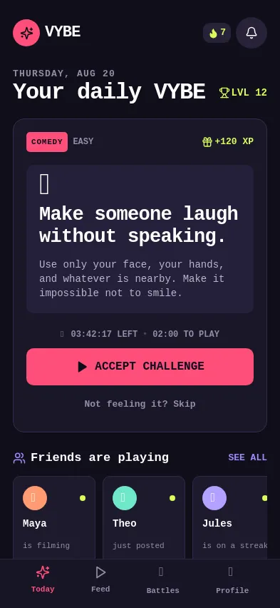 VYBE Social Challenge App