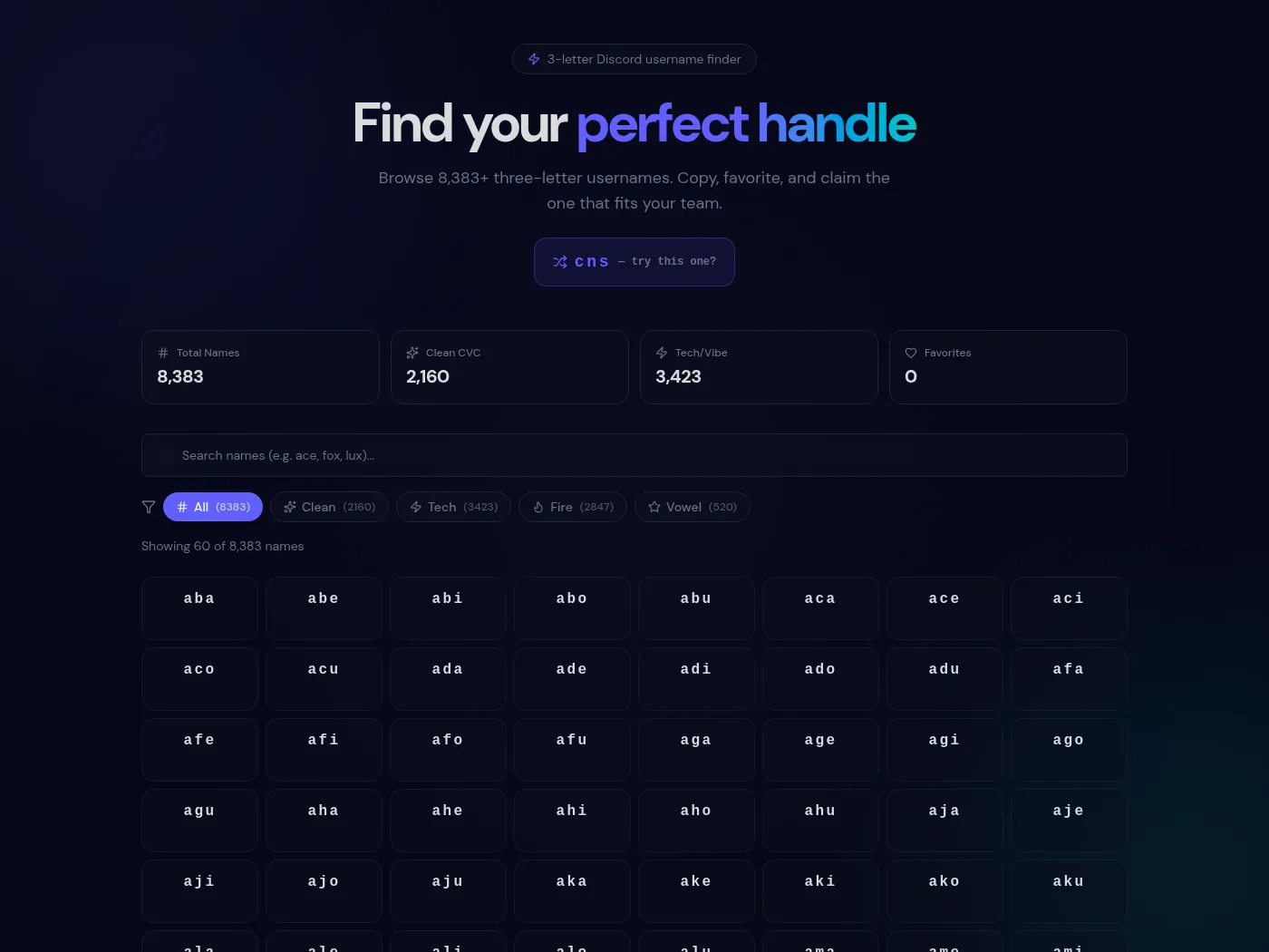 Discord Name Finder