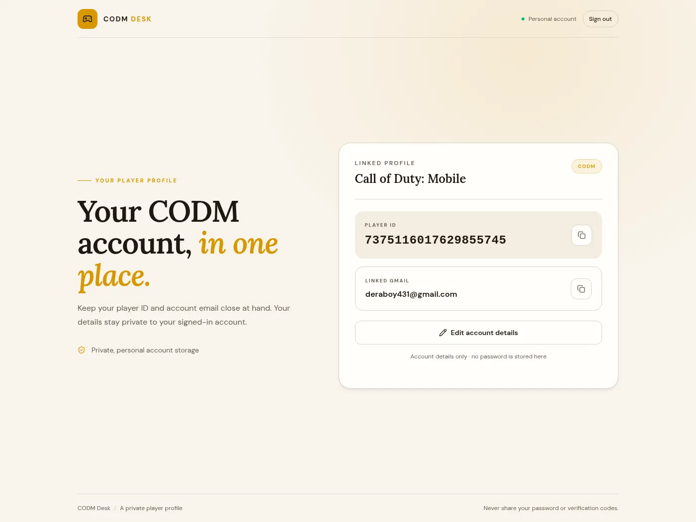 CODM ID Dashboard