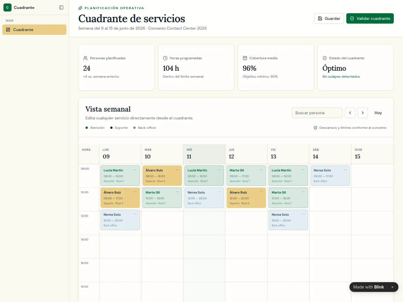 Cuadrante Service Planner