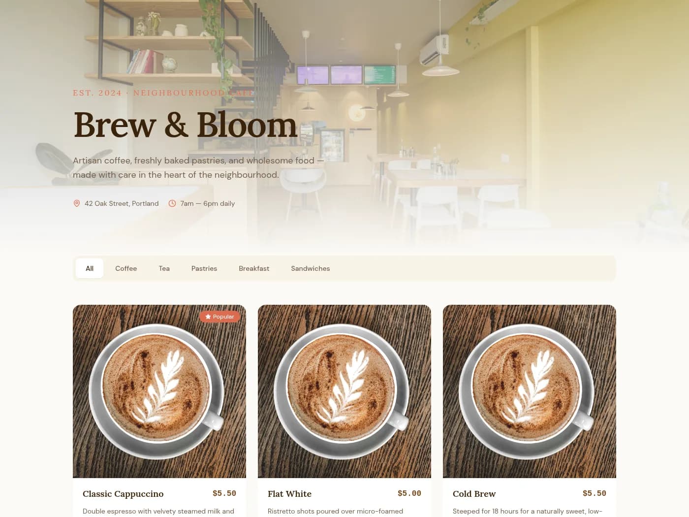 Cafe Menu