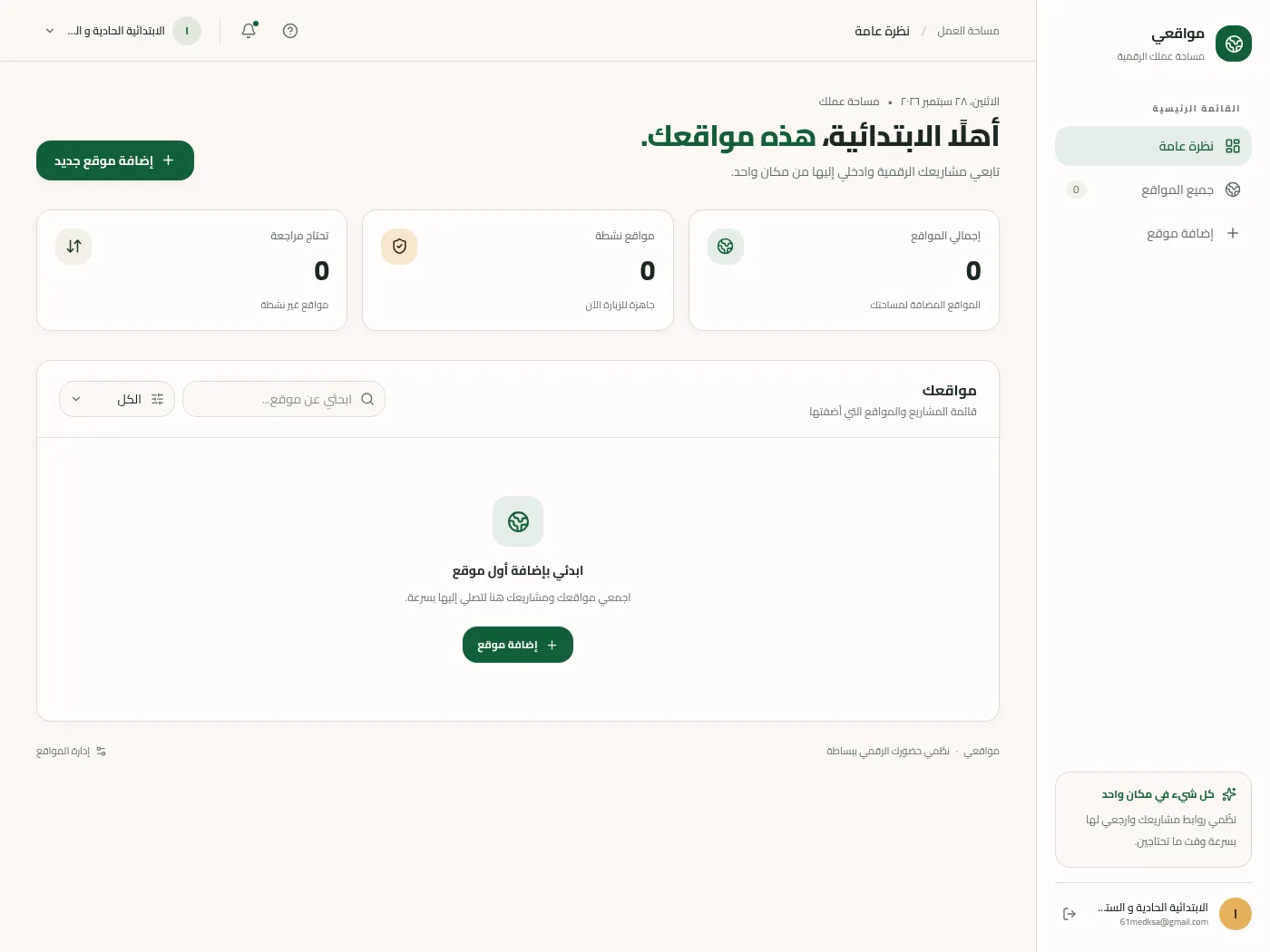 My Sites Dashboard