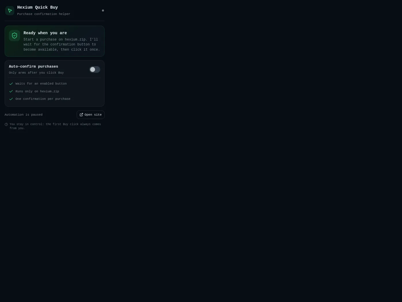 Hexium Quick Buy Extension