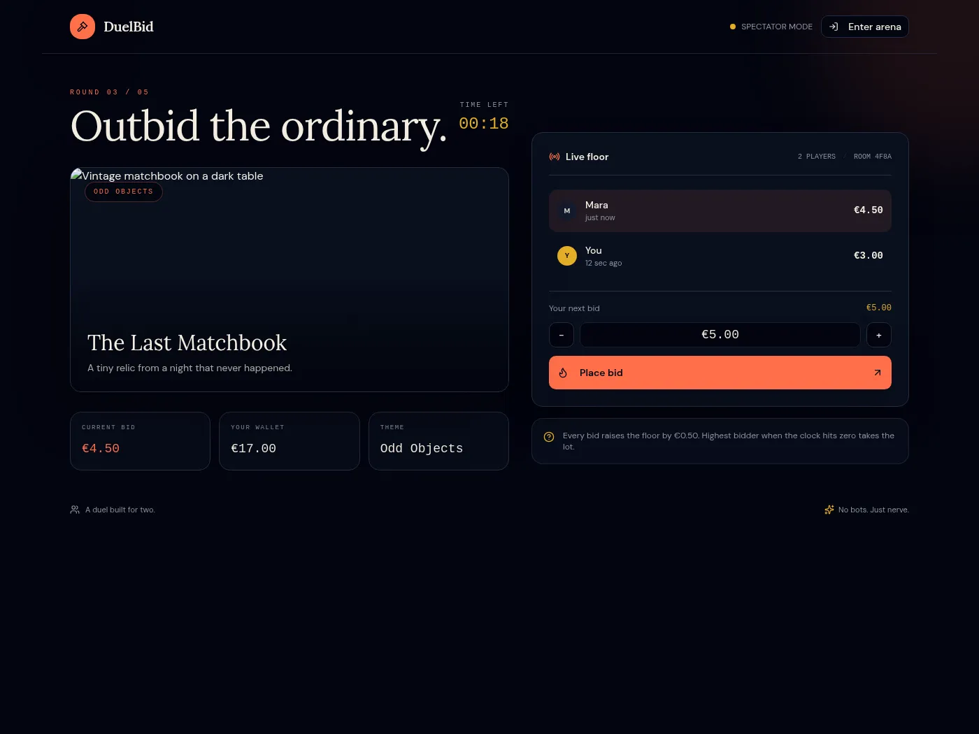 DuelBid Auction Game