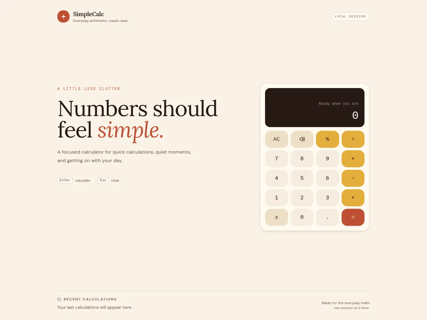 SimpleCalc Web App