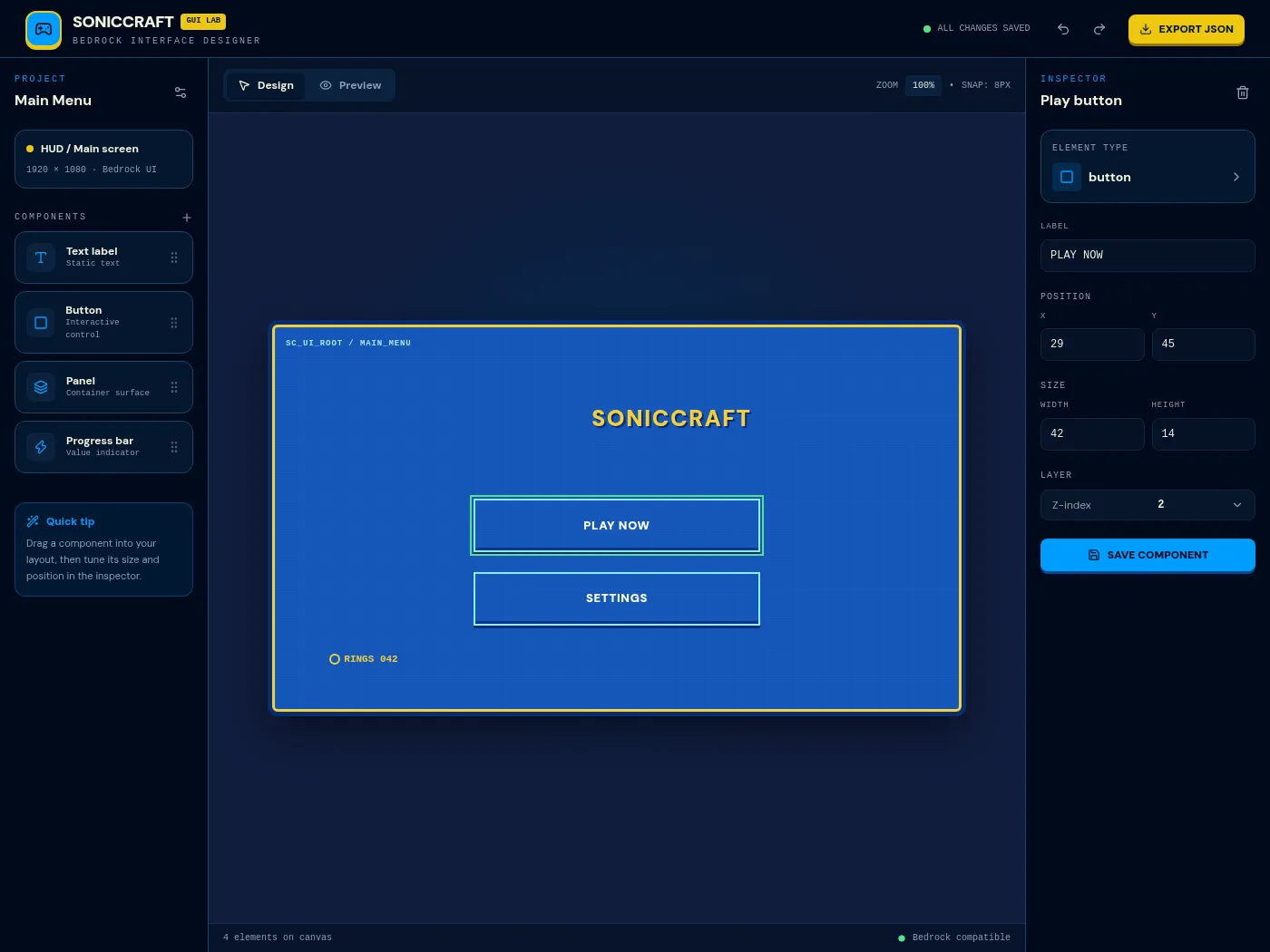 SonicCraft GUI Designer
