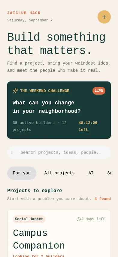 JaiClub Hackathon App