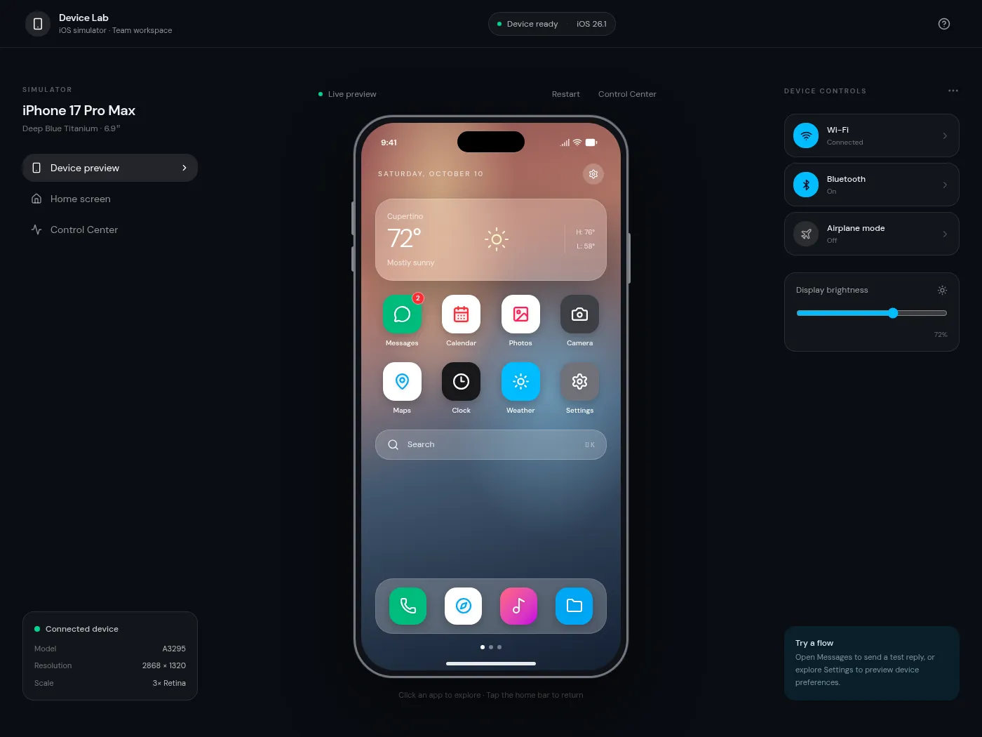 iPhone 17 Pro Max Simulator