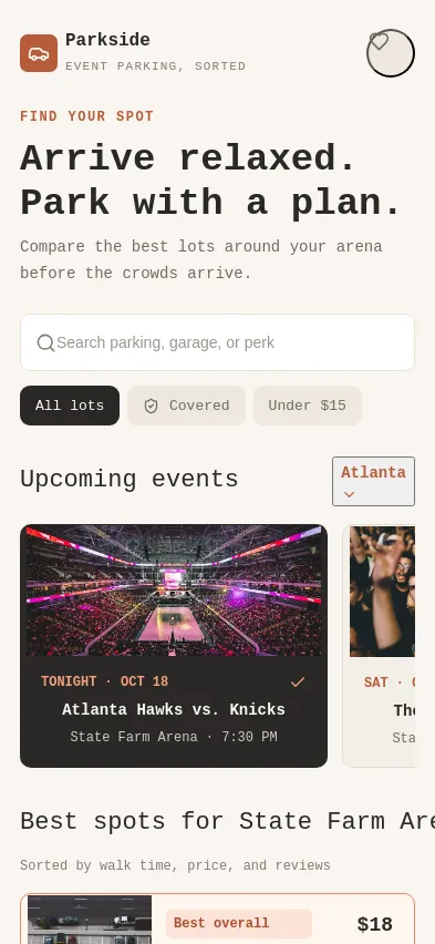 Arena Parking Finder
