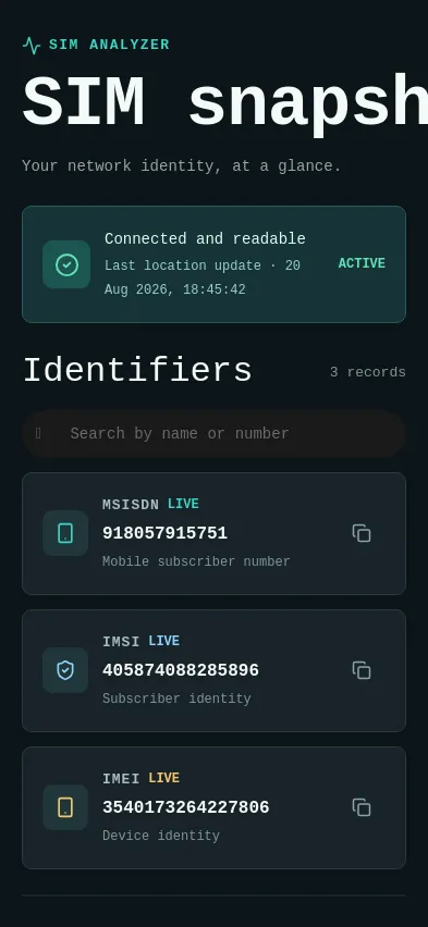 Mobile SIM Analyzer