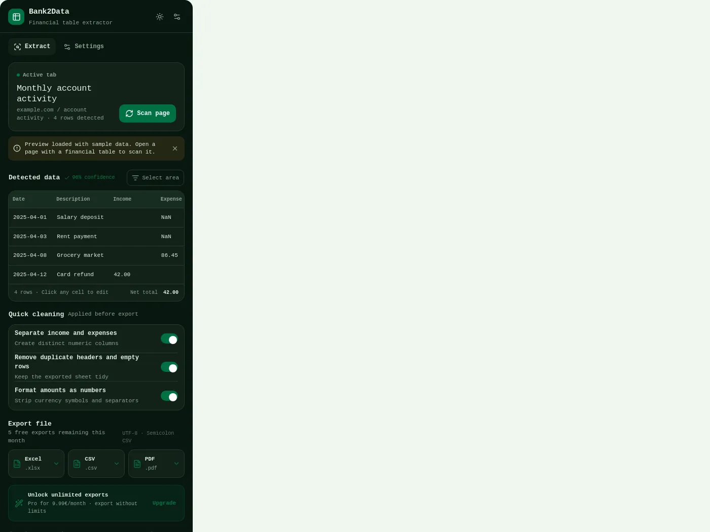 Bank2Data Extractor