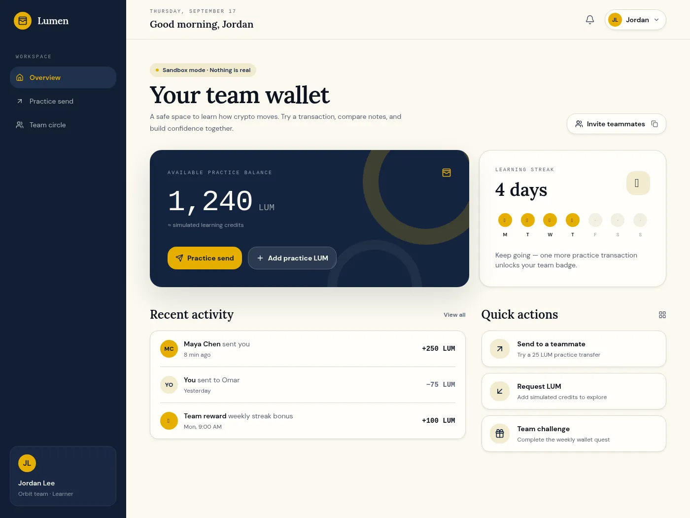 Team Crypto Wallet Sim