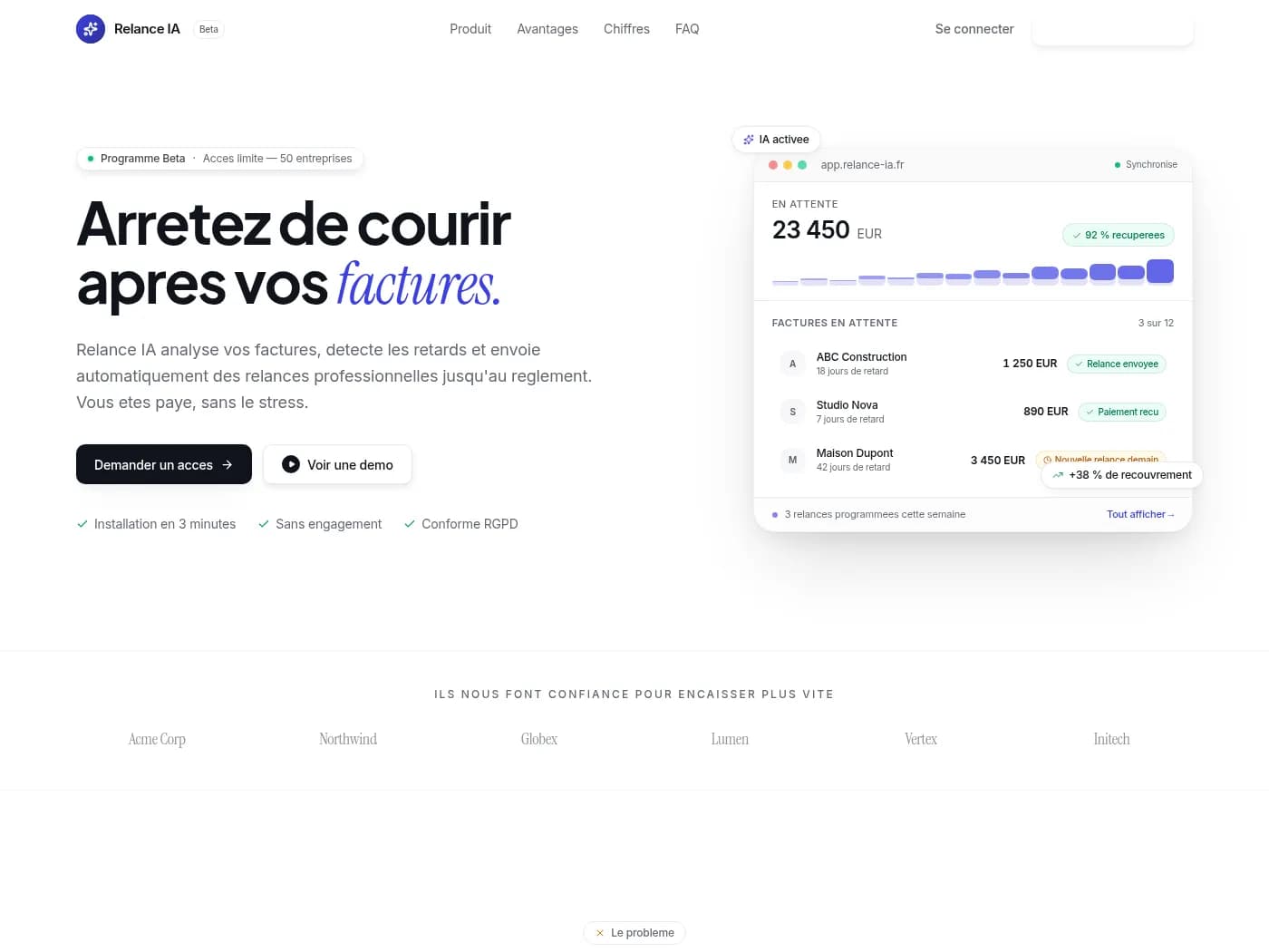 Relance IA Landing Page