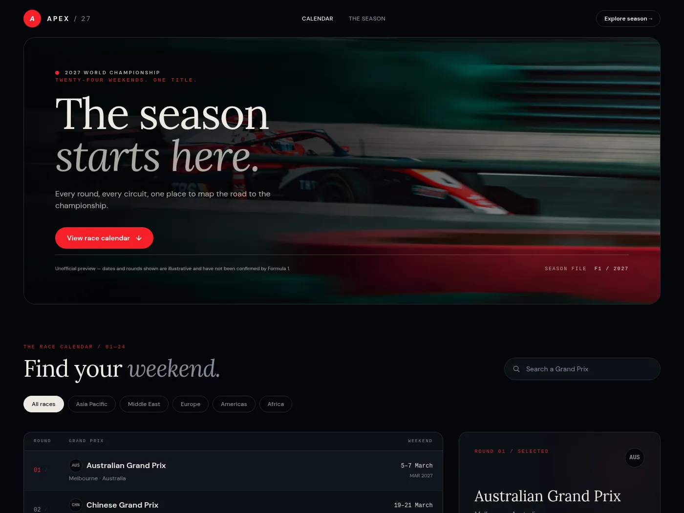 F1 2027 Schedule Hub